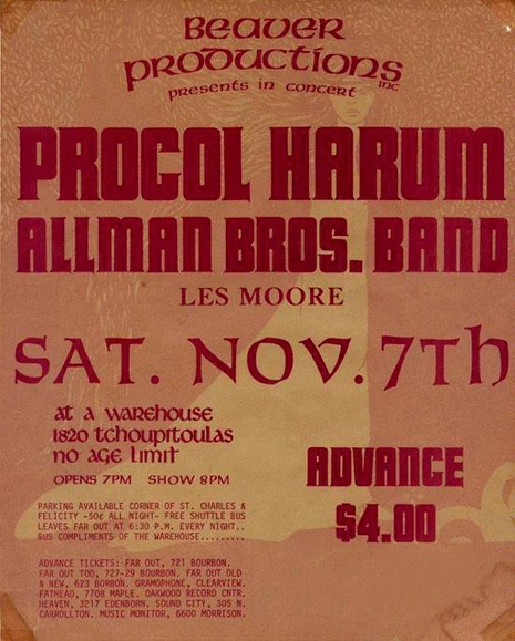 November 7, 1970 Warehouse, New Orleans, LA | Concerts Wiki | Fandom