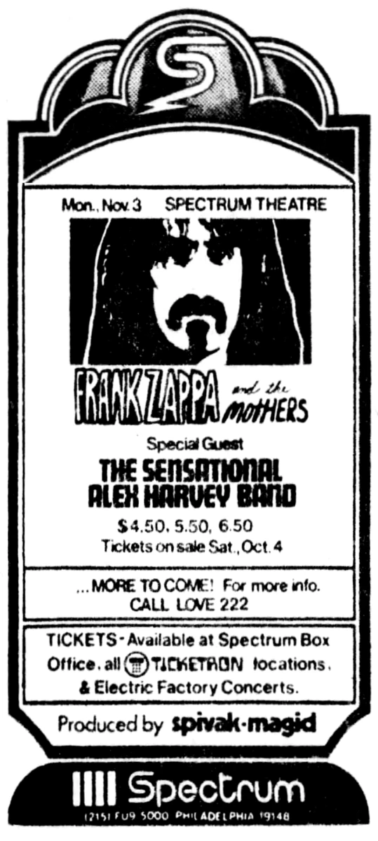 November 3, 1975 Spectrum, Philadelphia, PA | Concerts Wiki | Fandom