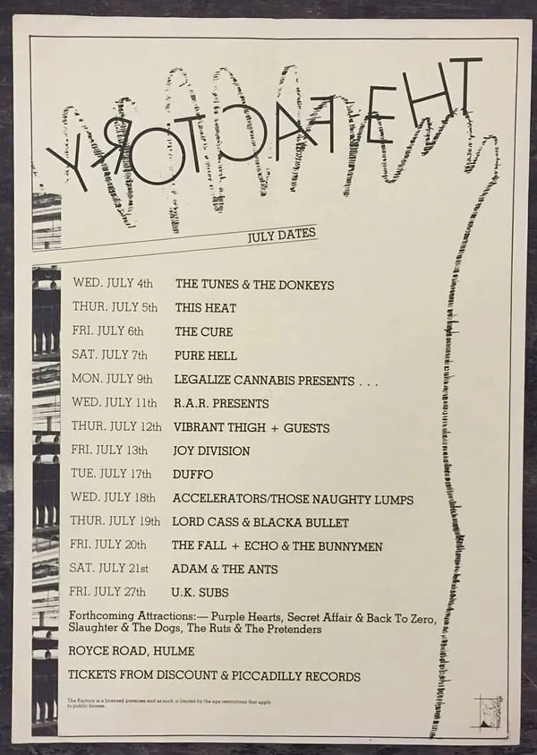 July 20, 1979 The Factory, Manchester, ENG | Concerts Wiki | Fandom