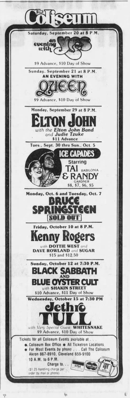 October 12, 1980 Richfield Coliseum, Richfield, OH | Concerts Wiki | Fandom