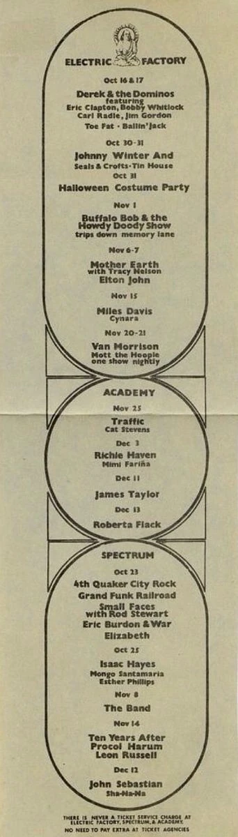 November 6-7, 1970 Electric Factory, Philadelphia, PA | Concerts Wiki ...