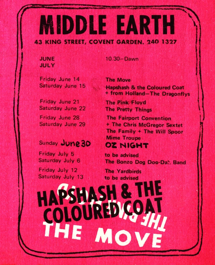 June 21, 1968 Middle Earth Covent Garden, London, ENG | Concerts Wiki ...