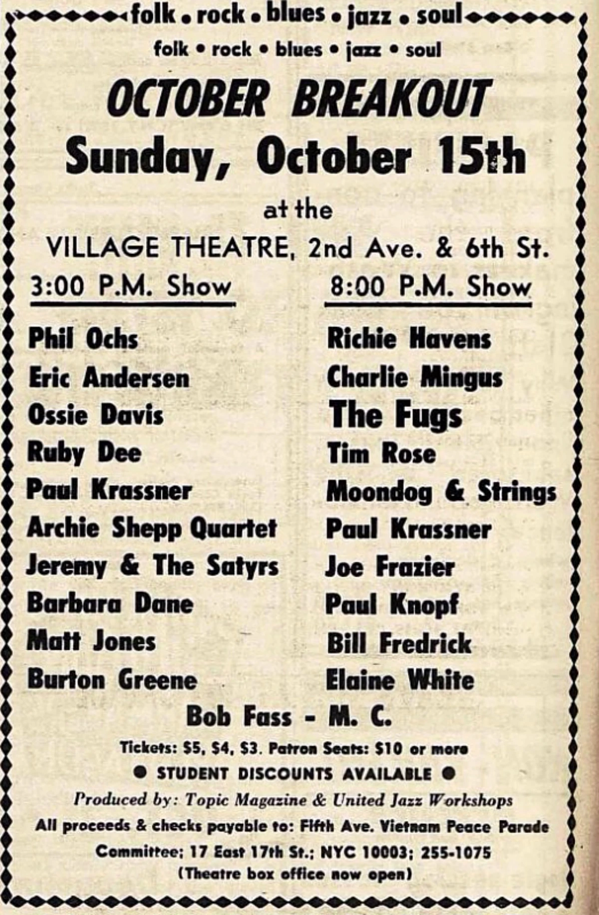 October 15, 1967 Village Theatre, New York City, NY | Concerts Wiki ...