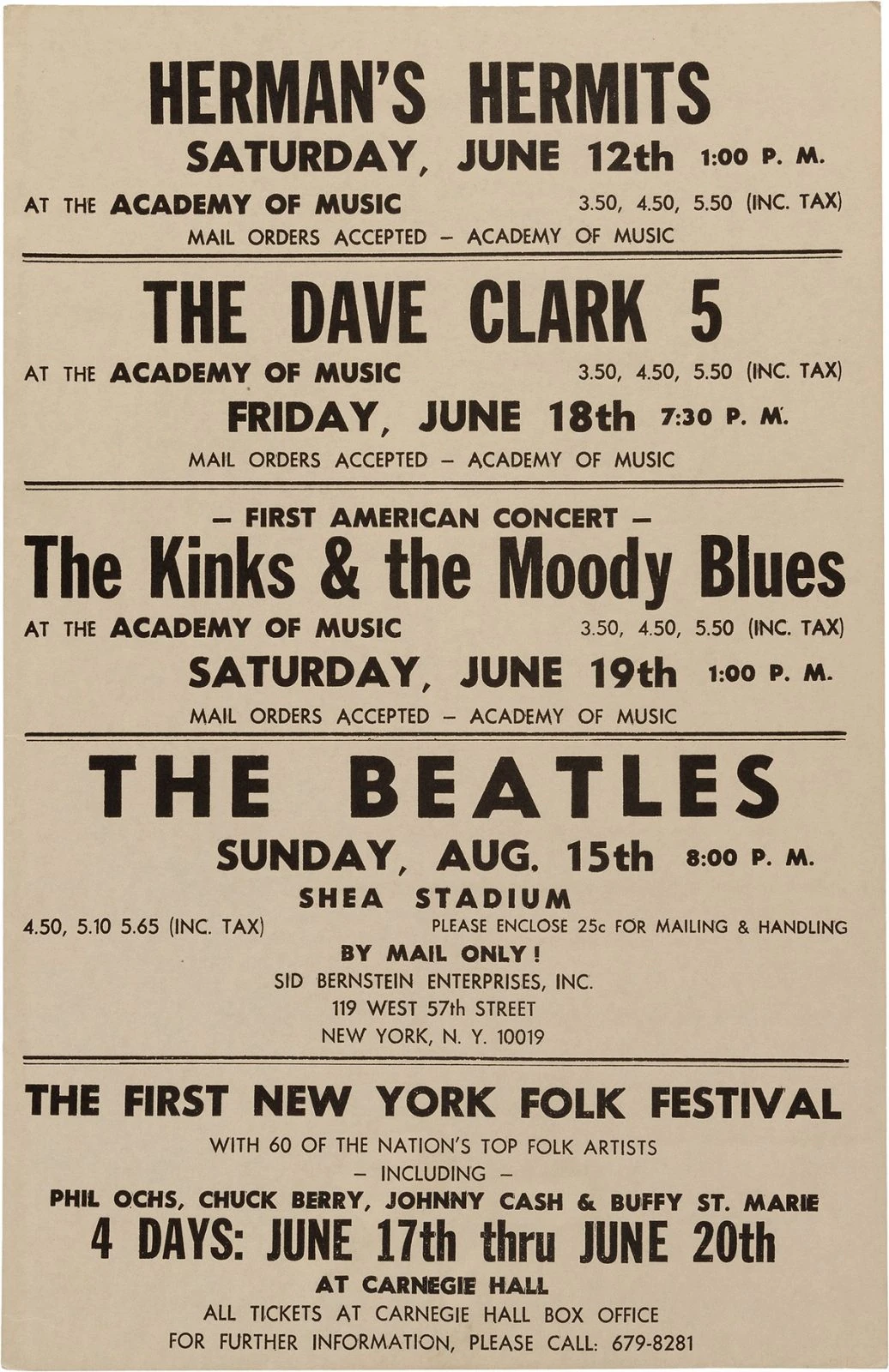 June 12, 1965 Academy of Music, New York City, NY | Concerts Wiki | Fandom