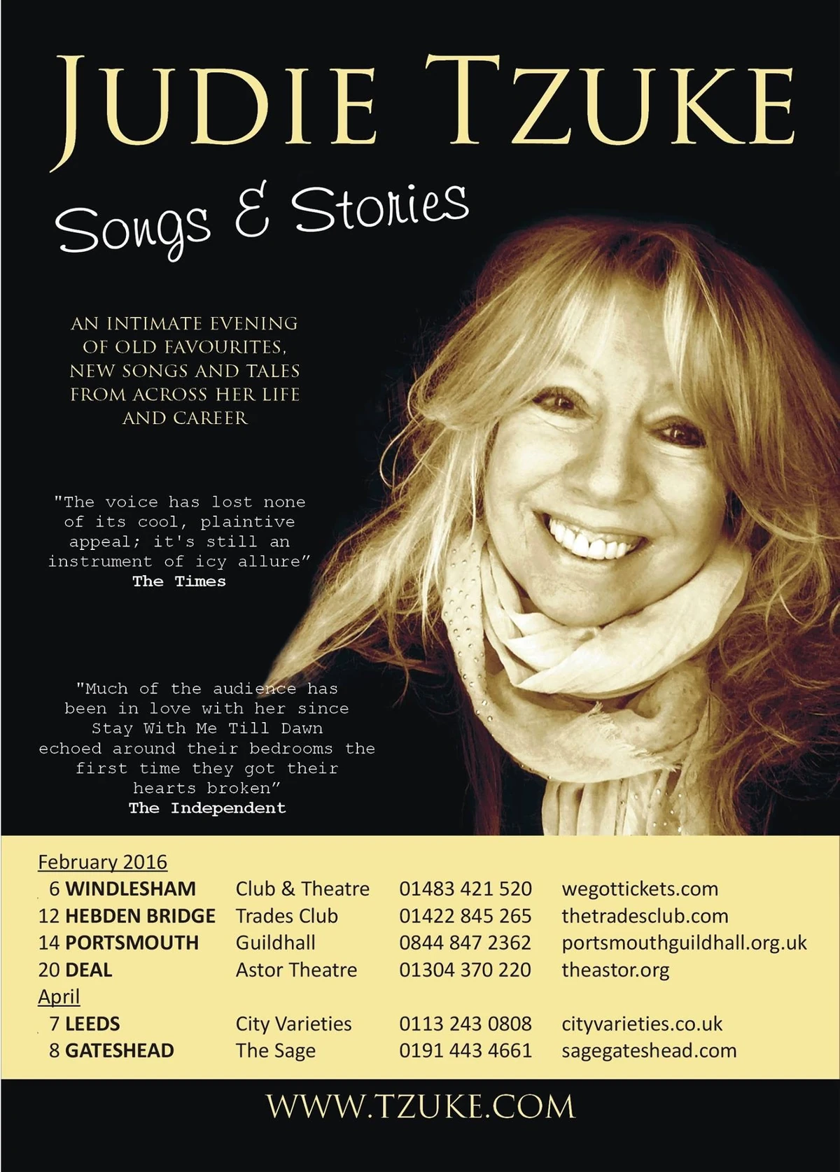 Judie Tzuke Songs & Stories Tour 2016 | Concerts Wiki | Fandom