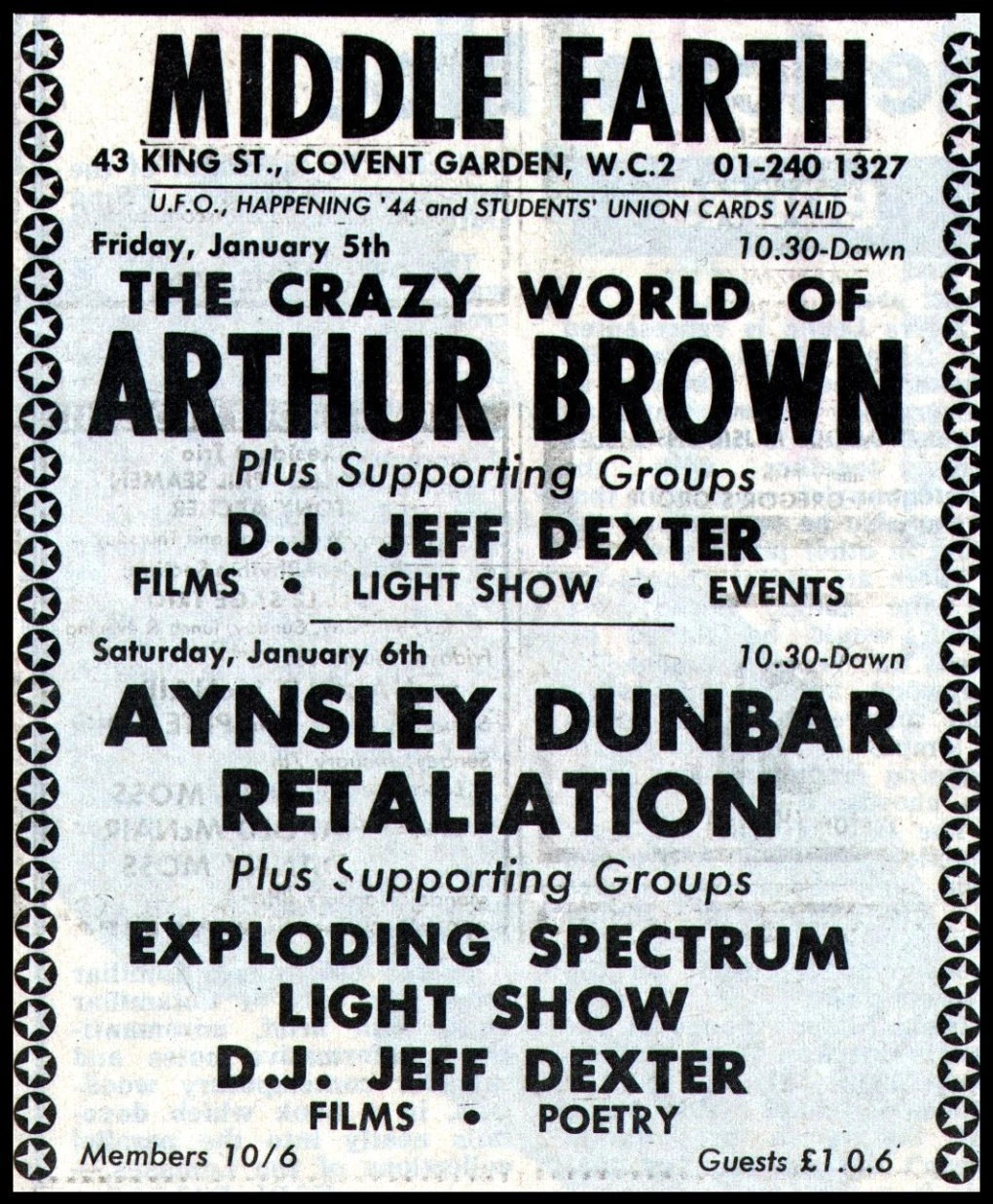 January 5, 1968 Middle Earth Covent Garden, London, ENG | Concerts Wiki ...