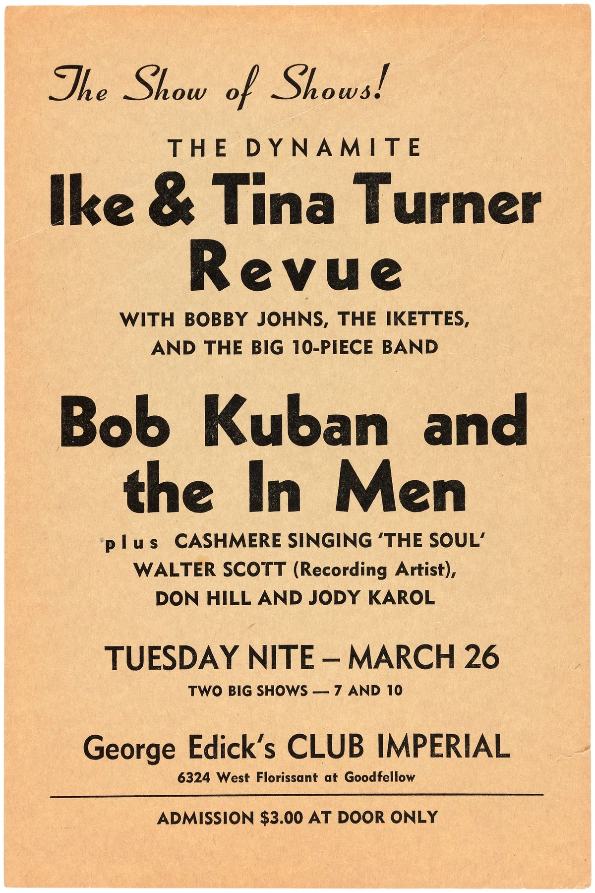 March 26, 1963 Club Imperial, St. Louis, MO | Concerts Wiki | Fandom