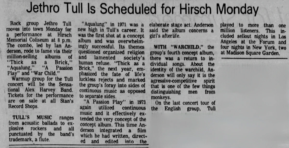 August 4, 1975 Hirsch Memorial Coliseum, Shreveport, LA | Concerts Wiki ...