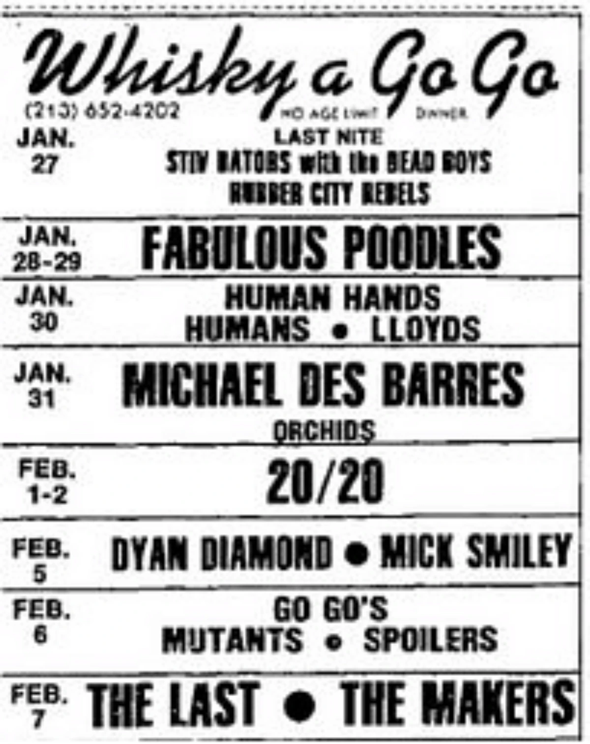 February 6, 1980 Whisky A Go Go, West Hollywood, CA | Concerts Wiki ...