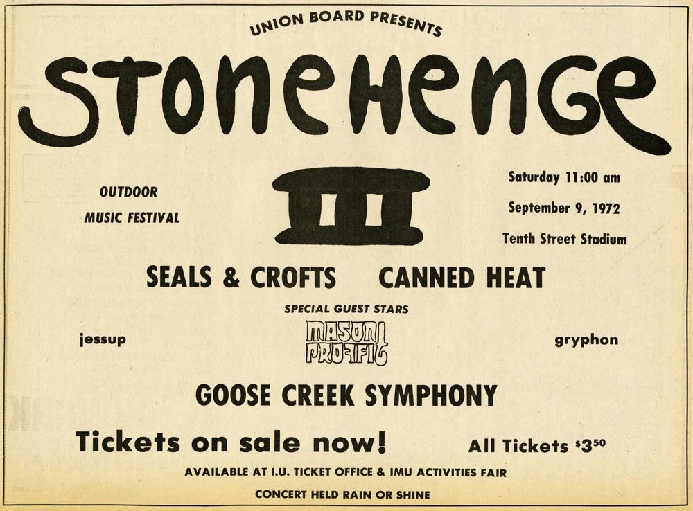September 9, 1972 Tenth Street Stadium, Bloomington, IN | Concerts Wiki ...