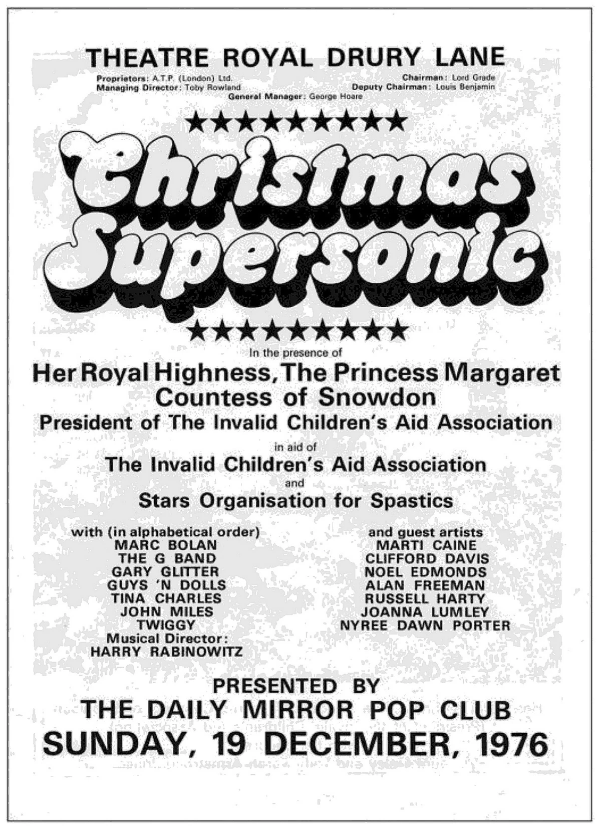 December 19, 1976 Theatre Royal Drury Lane, London, ENG | Concerts Wiki ...
