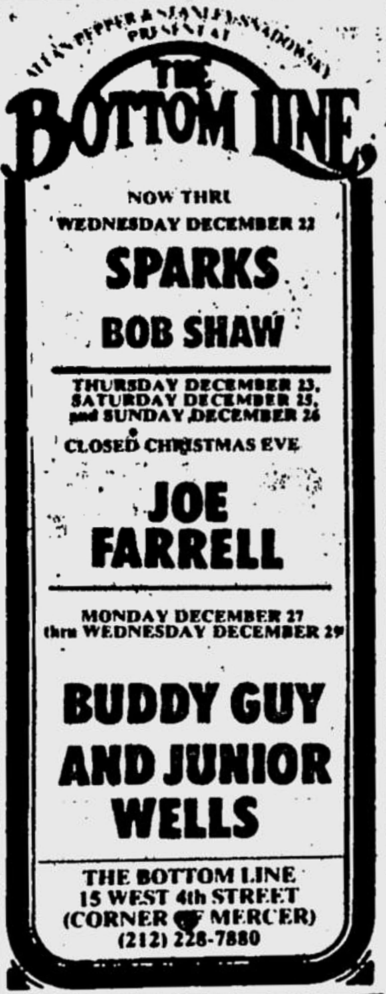 December 21-22, 1976 Bottom Line, New York City, NY | Concerts Wiki ...