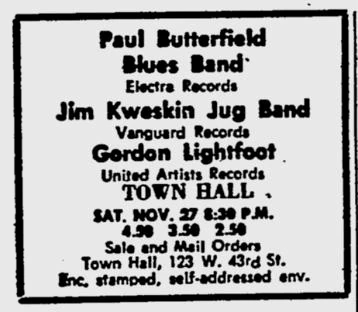 November 27, 1965 Town Hall, New York City, NY | Concerts Wiki | Fandom