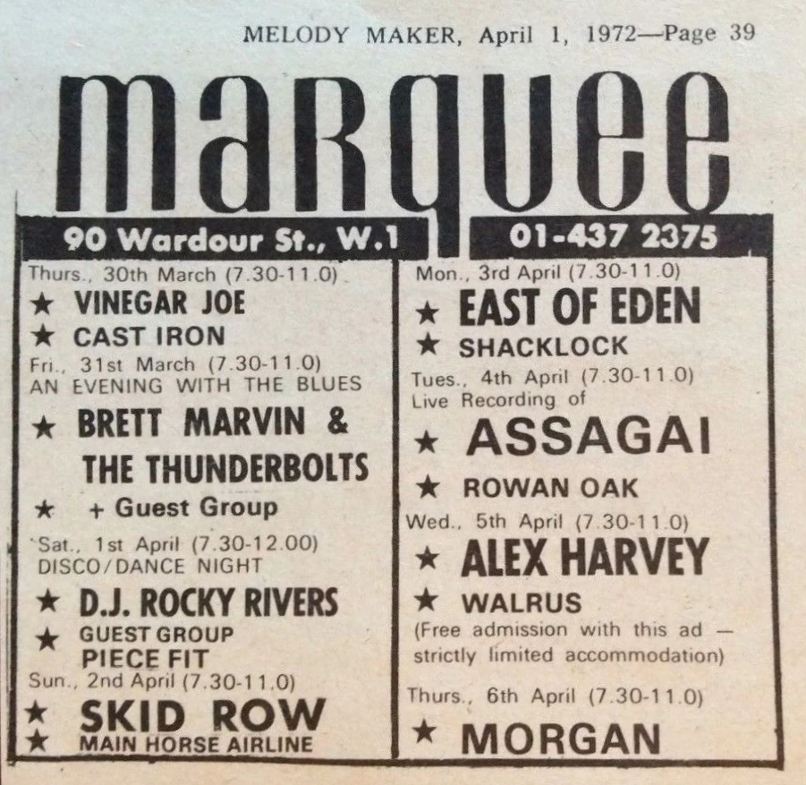 March 30, 1972 Marquee, London, ENG | Concerts Wiki | Fandom