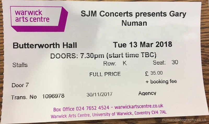 March 13, 2018 Warwick Arts Centre Butterworth Hall, Coventry, ENG ...