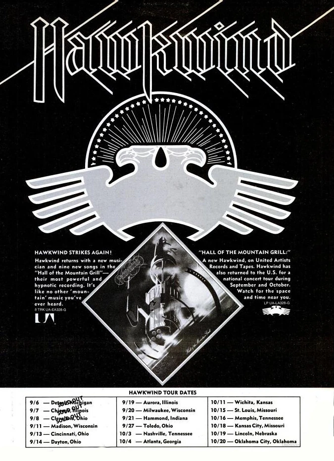 Hawkwind Hall Of The Mountain Grill US Tour 1974 | Concerts Wiki | Fandom