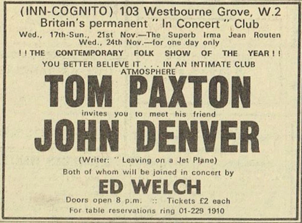 November 24, 1971 Inn-Cognito, London, ENG | Concerts Wiki | Fandom