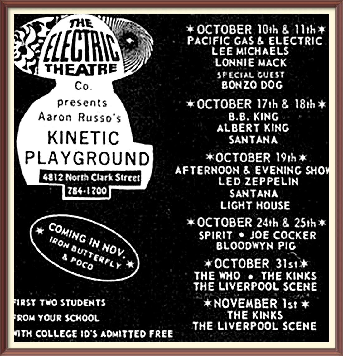 October 19, 1969 Kinetic Playground, Chicago, IL | Concerts Wiki | Fandom