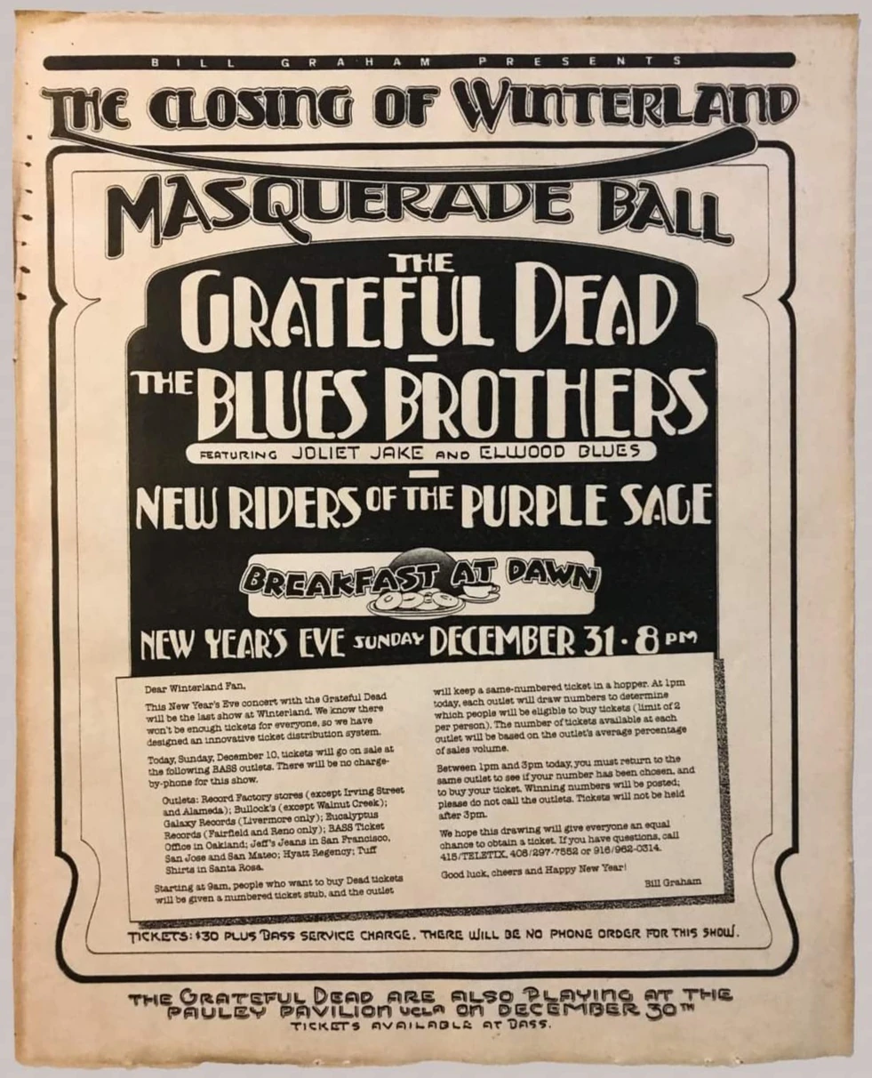 December 31, 1978 Winterland, San Francisco, CA | Concerts Wiki | Fandom