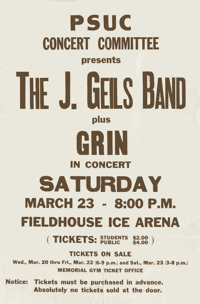 March 23, 1974 SUNY Fieldhouse Ice Arena, Plattsburgh, NY | Concerts ...