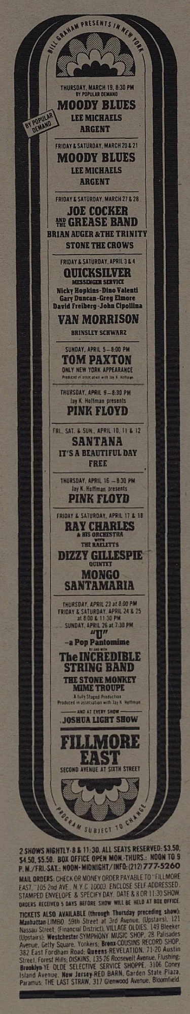 April 5, 1970 Fillmore East, New York City, NY | Concerts Wiki | Fandom