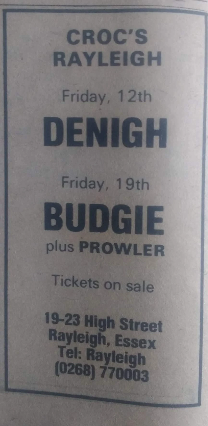 December 19, 1980 Croc's, Rayleigh, ENG | Concerts Wiki | Fandom