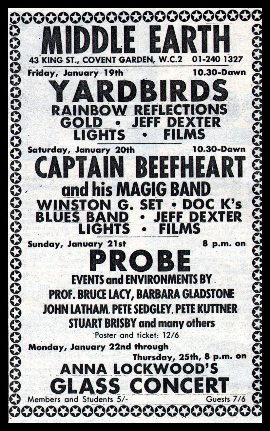 January 20, 1968 Middle Earth Covent Garden, London, ENG | Concerts ...