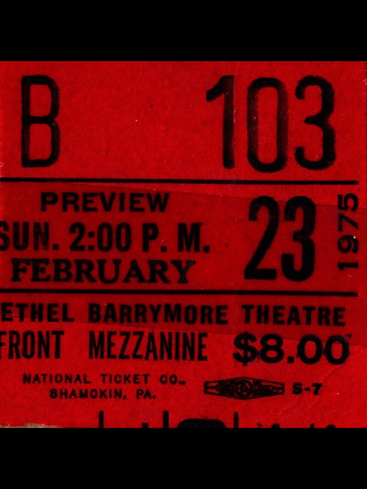 February 23, 1975 Ethel Barry More Theater, New York City, NY ...