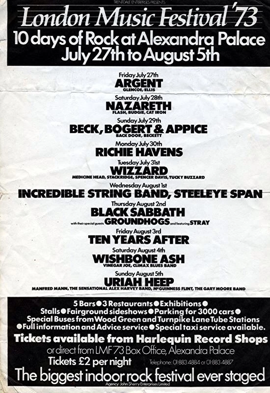 August 2, 1973 Alexandra Palace, London, ENG | Concerts Wiki | Fandom