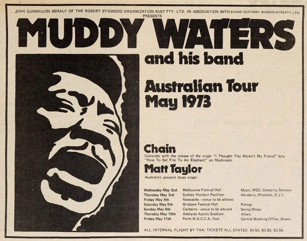 Muddy Waters Australian Tour May 1973 | Concerts Wiki | Fandom