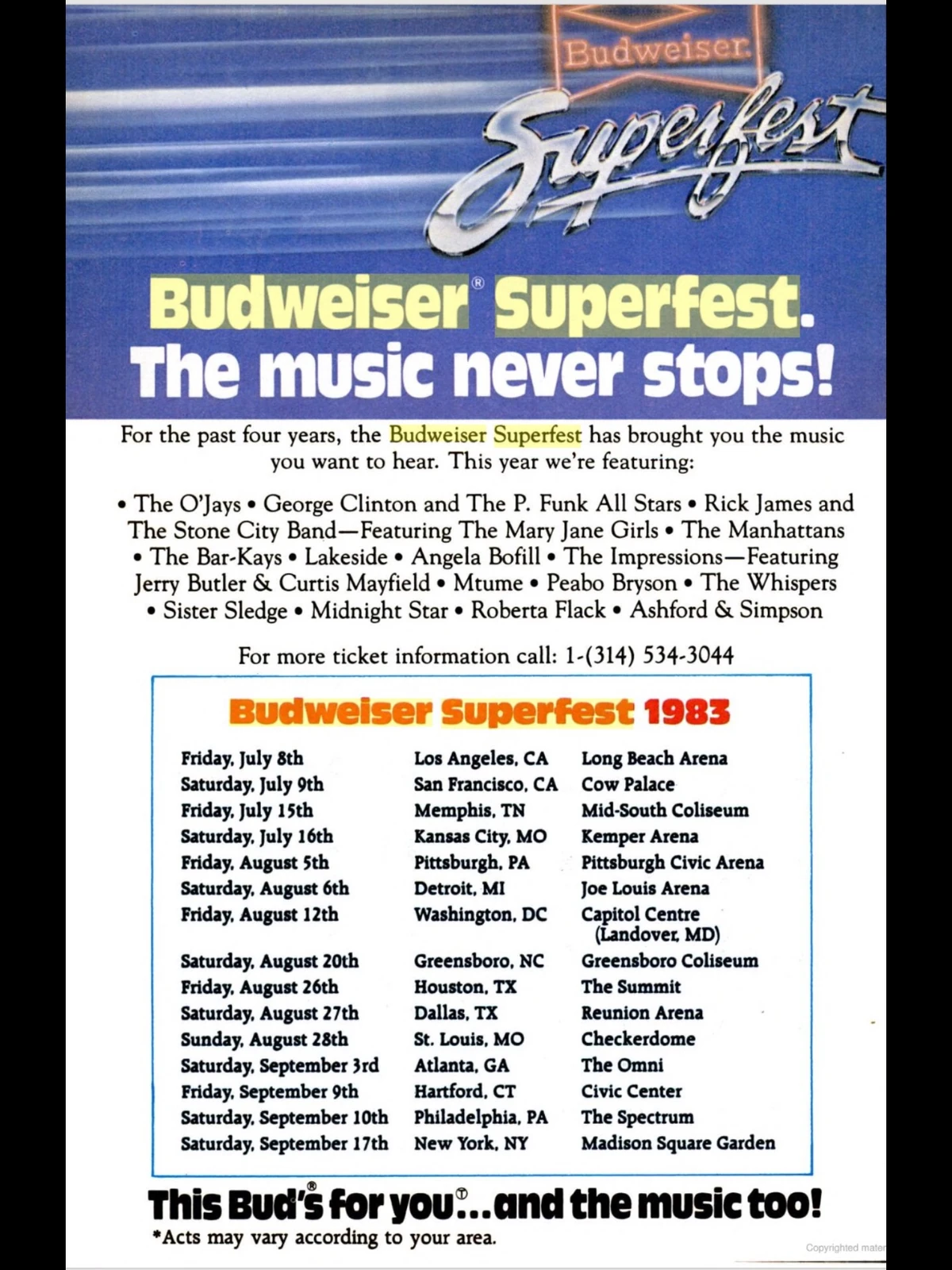 Budweiser Superfest 1983 | Concerts Wiki | Fandom