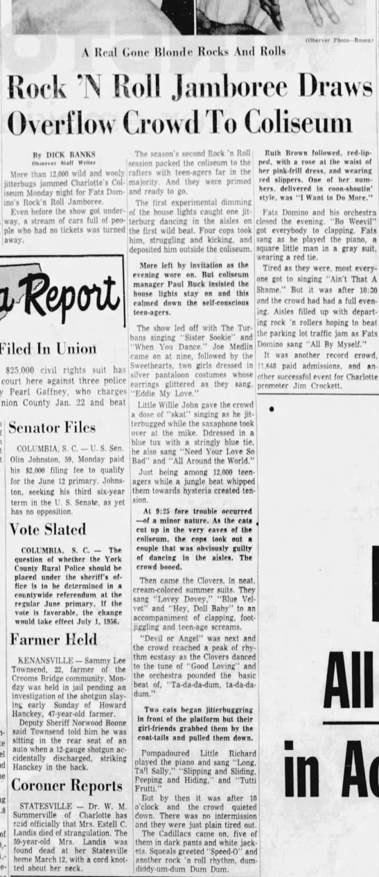 April 2, 1956 Coliseum, Charlotte, NC | Concerts Wiki | Fandom