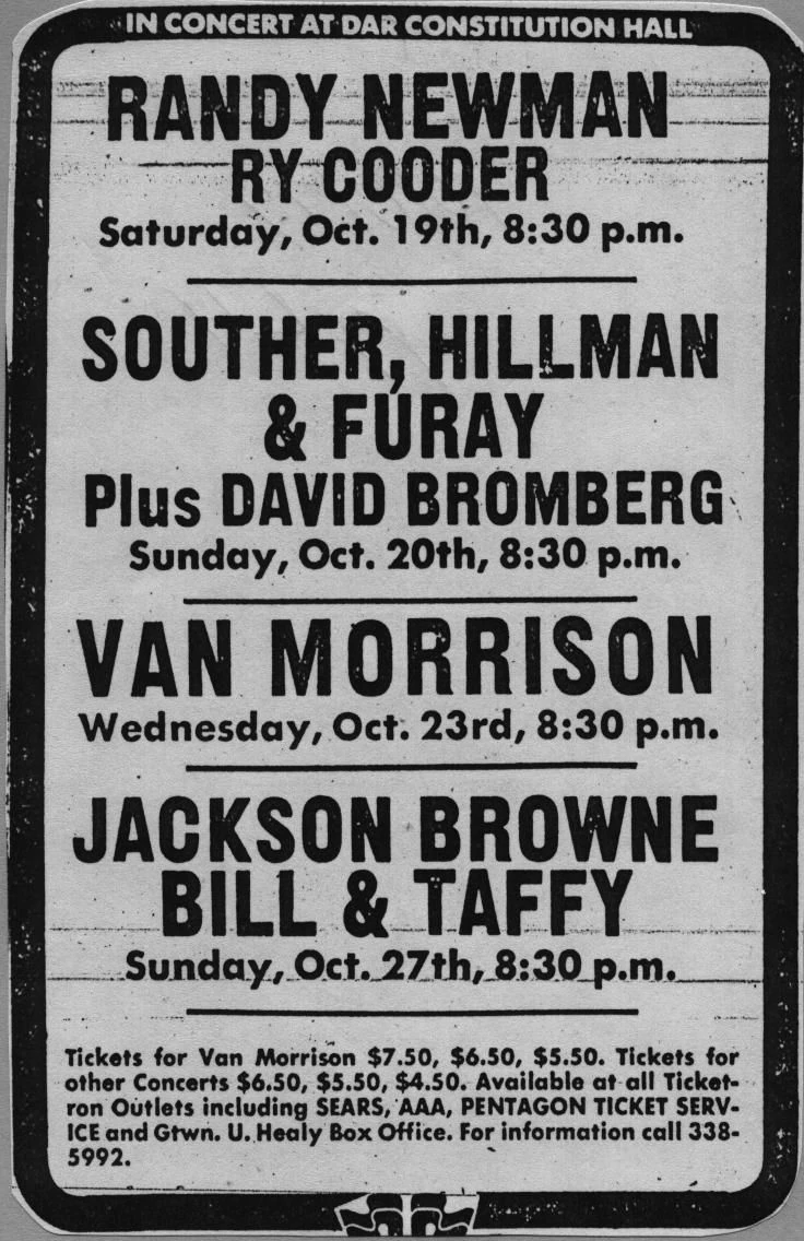 October 23, 1974 DAR Constitution Hall, Washington DC | Concerts Wiki ...