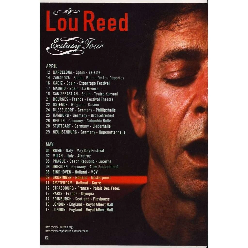 Lou Reed Ecstasy European Tour 2000 | Concerts Wiki | Fandom