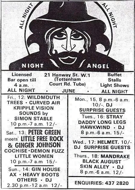 June 12, 1970 Night Angel, London, ENG | Concerts Wiki | Fandom