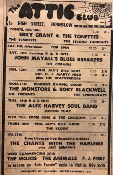 July 14, 1964 Attic Club, London, ENG | Concerts Wiki | Fandom