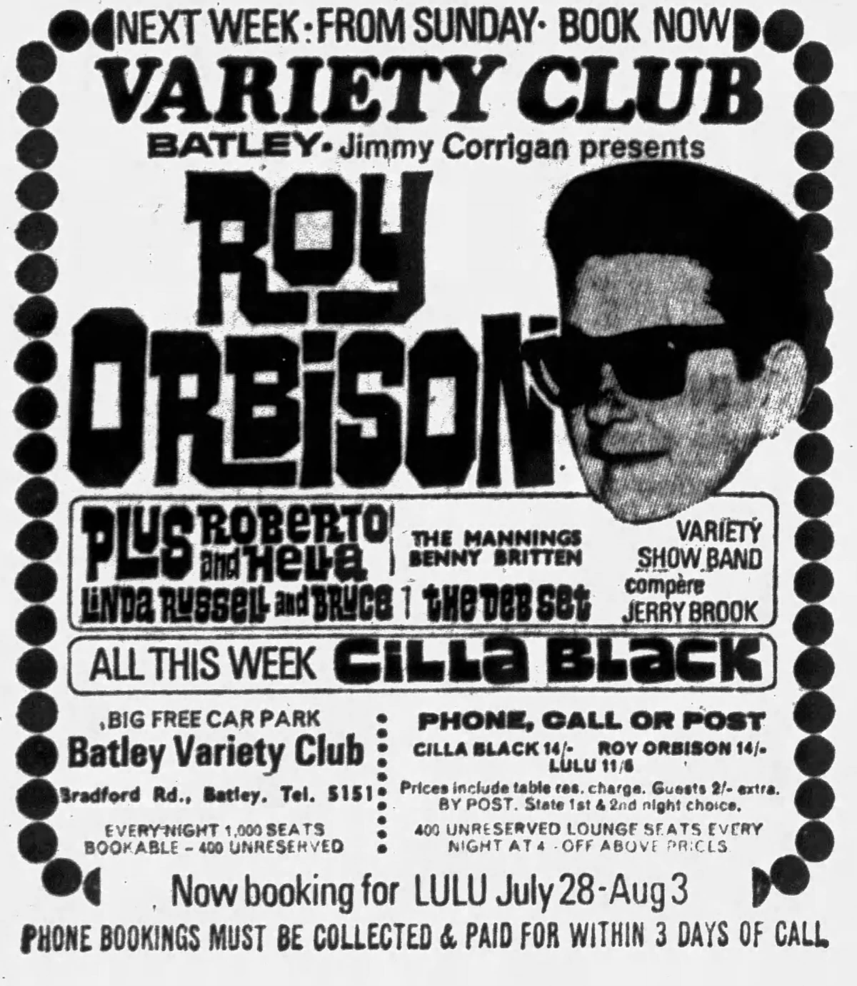 July 21-27, 1968 Batley Variety Club, London. ENG | Concerts Wiki | Fandom