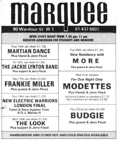 January 22, 1981 Marquee, London, ENG | Concerts Wiki | Fandom