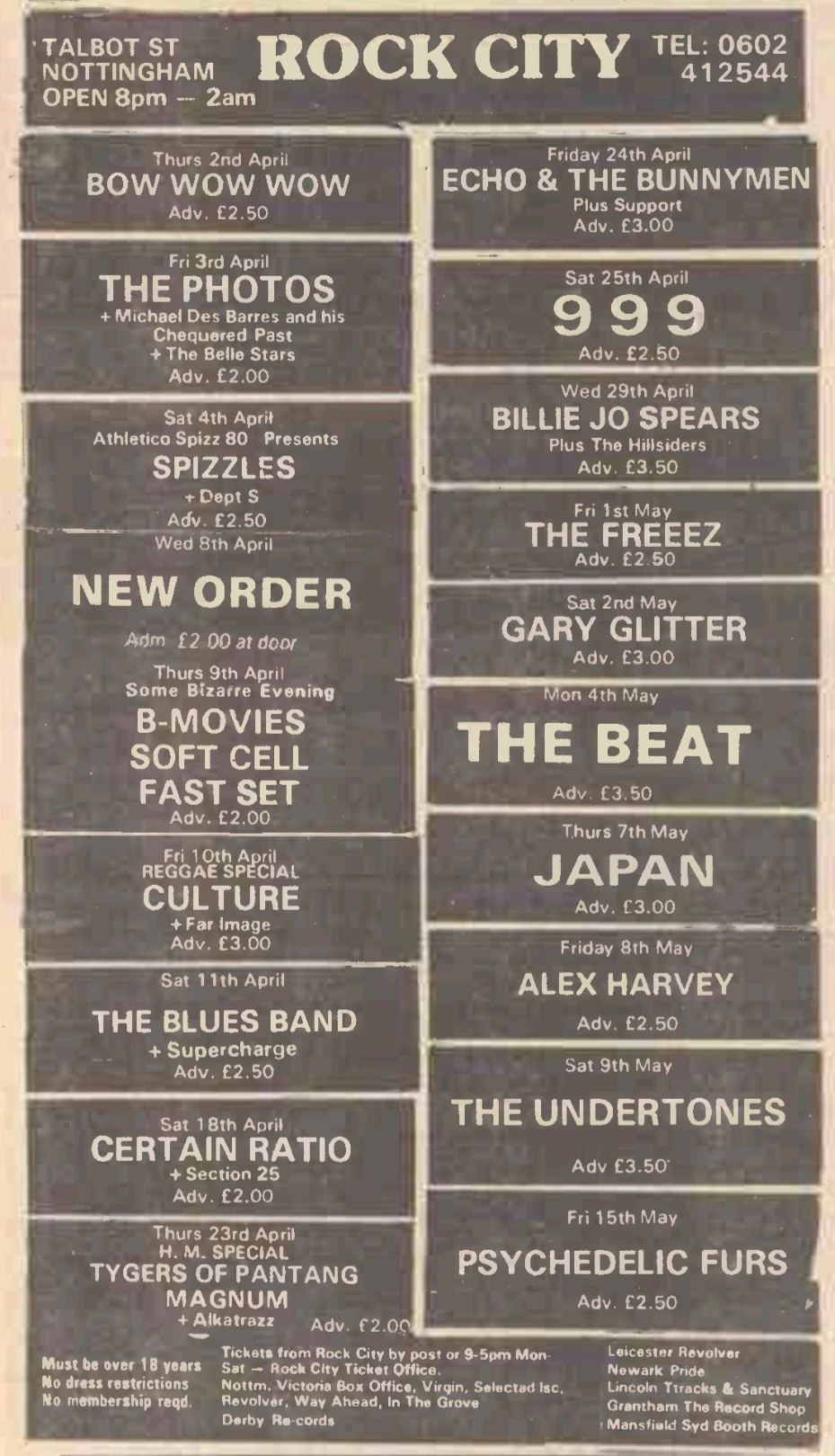 April 8, 1981 Rock City, Nottingham, ENG | Concerts Wiki | Fandom