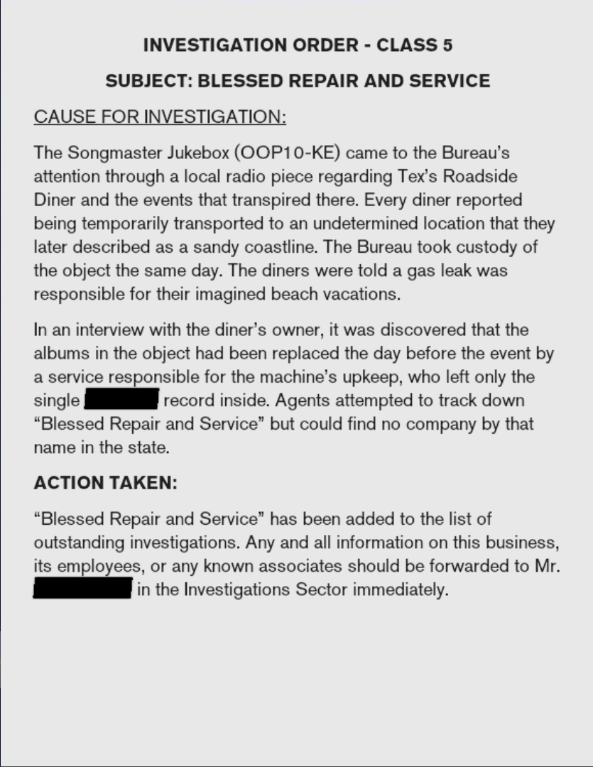 Investigation Order | Control Wiki | Fandom