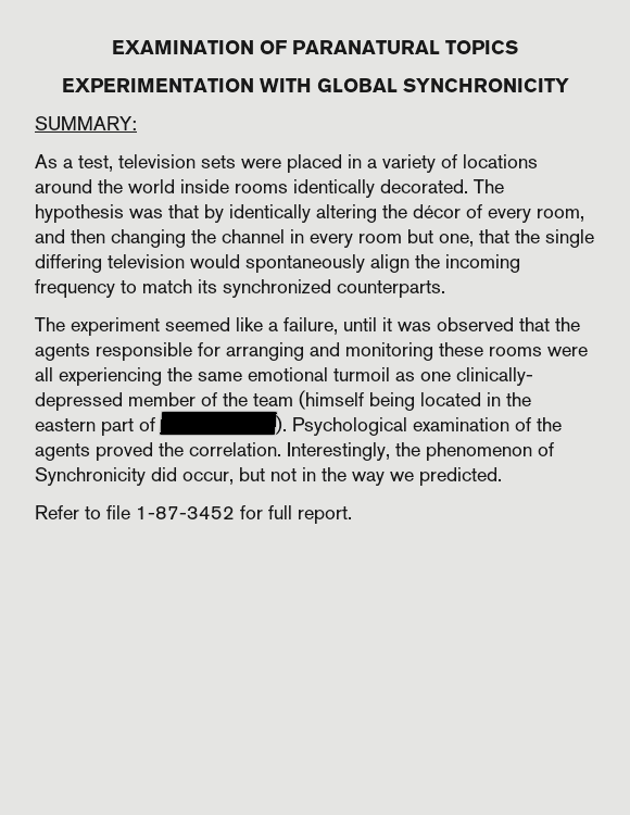 Synchronicity Experiment | Control Wiki | Fandom