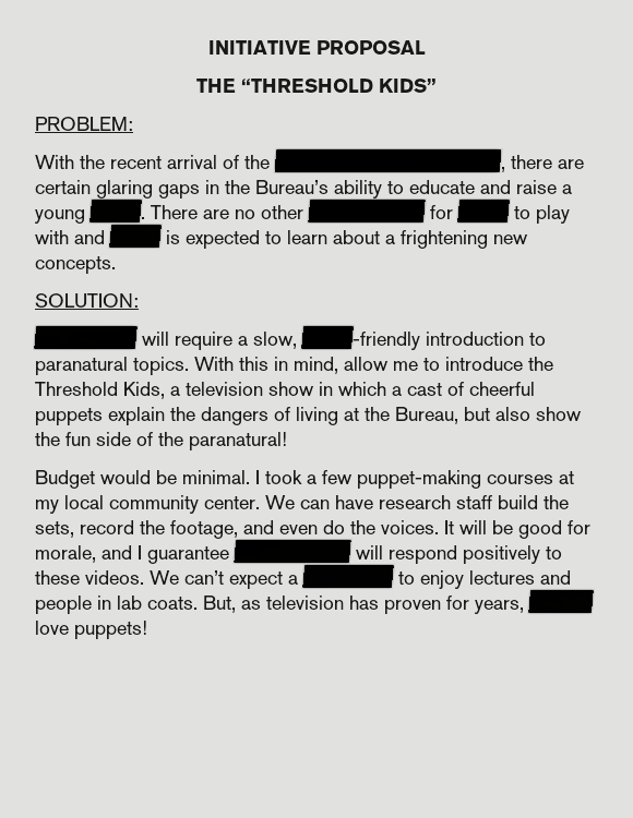 Threshold Kids Proposal | Control Wiki | Fandom