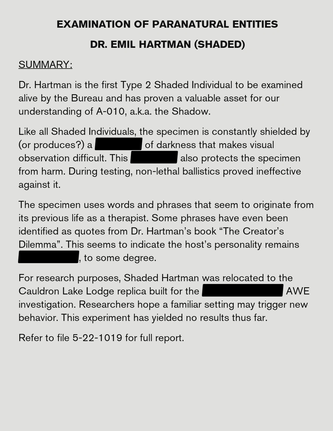 Shaded Hartman (Collectible) | Control Wiki | Fandom