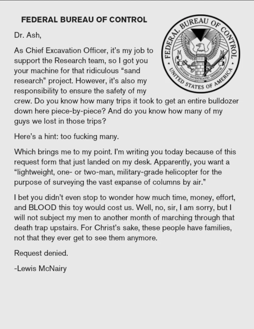 Ash: Request Denied | Control Wiki | Fandom