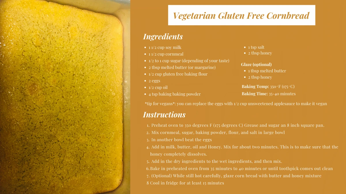 Vegetarian Gluten Free Cornbread | Cooking Companions Wiki | Fandom
