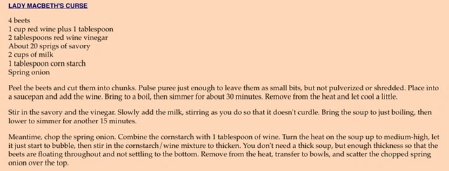 Lady Macbeth’s Curse | Cooking with Chef Albert Wiki | Fandom