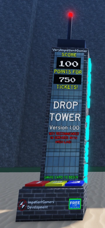 Drop Tower | Cornerstone Arcade Roblox Wiki | Fandom