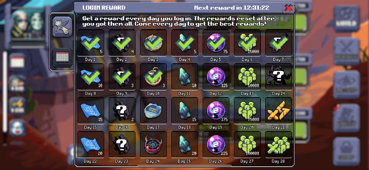 Login rewards | Cosmos Quest Wiki | Fandom