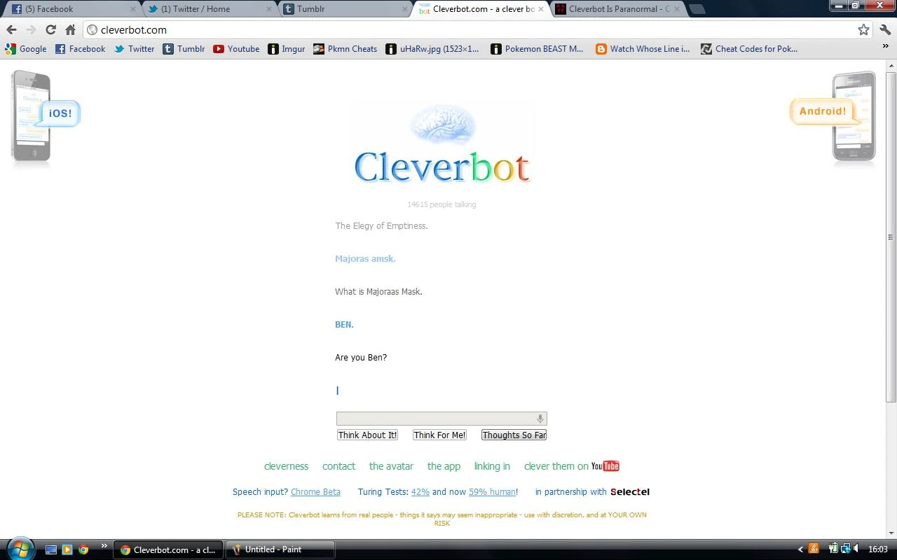 User blog:CuboneInLavenderTown/BEN and Cleverbot. | Creepypasta Wiki ...