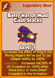 Batty Hat of Mad Cash Stacks | Crusaders Of The Lost Idols Wikia | Fandom